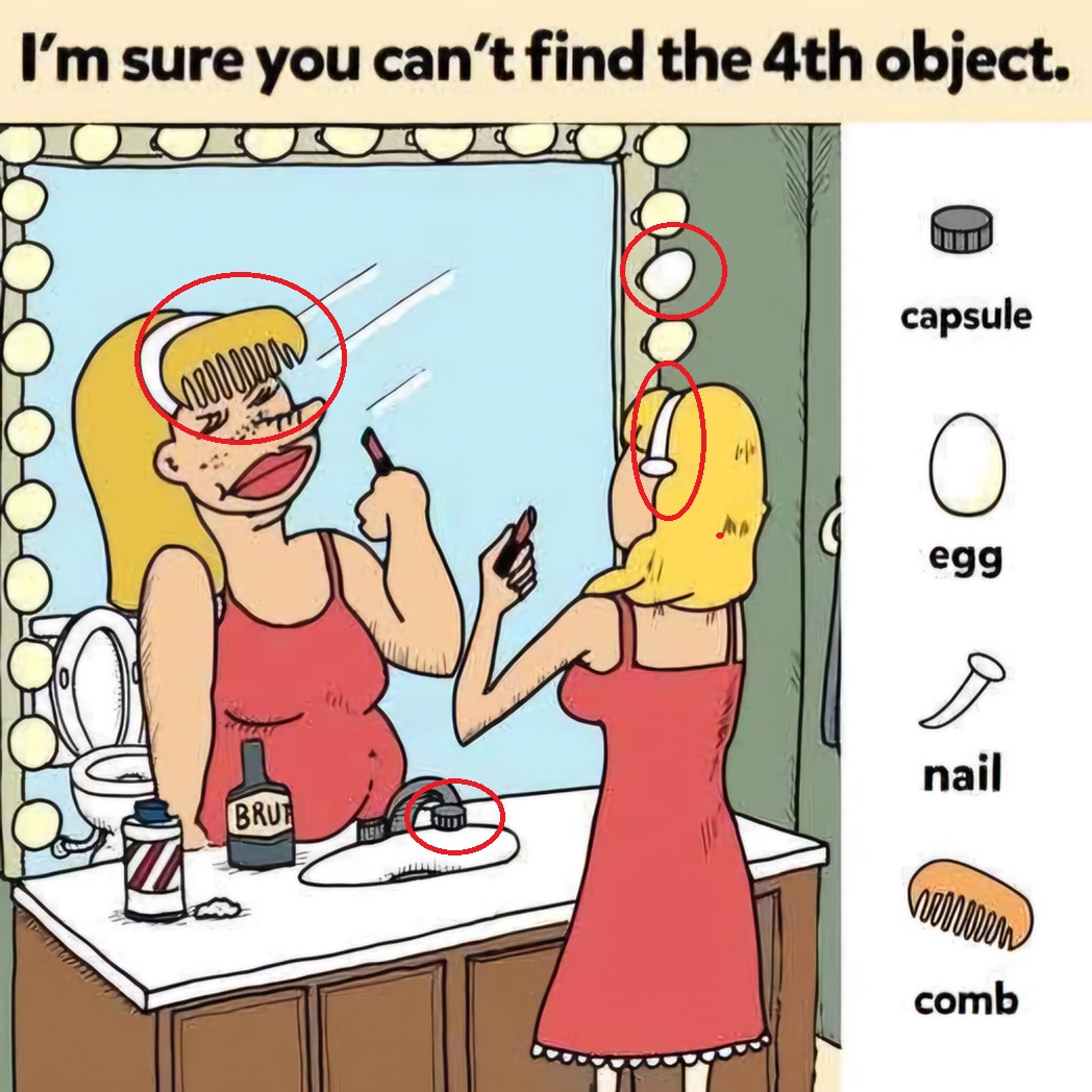 Find Capsule, Egg, Nail, Comb. - Wake Up Your Mind