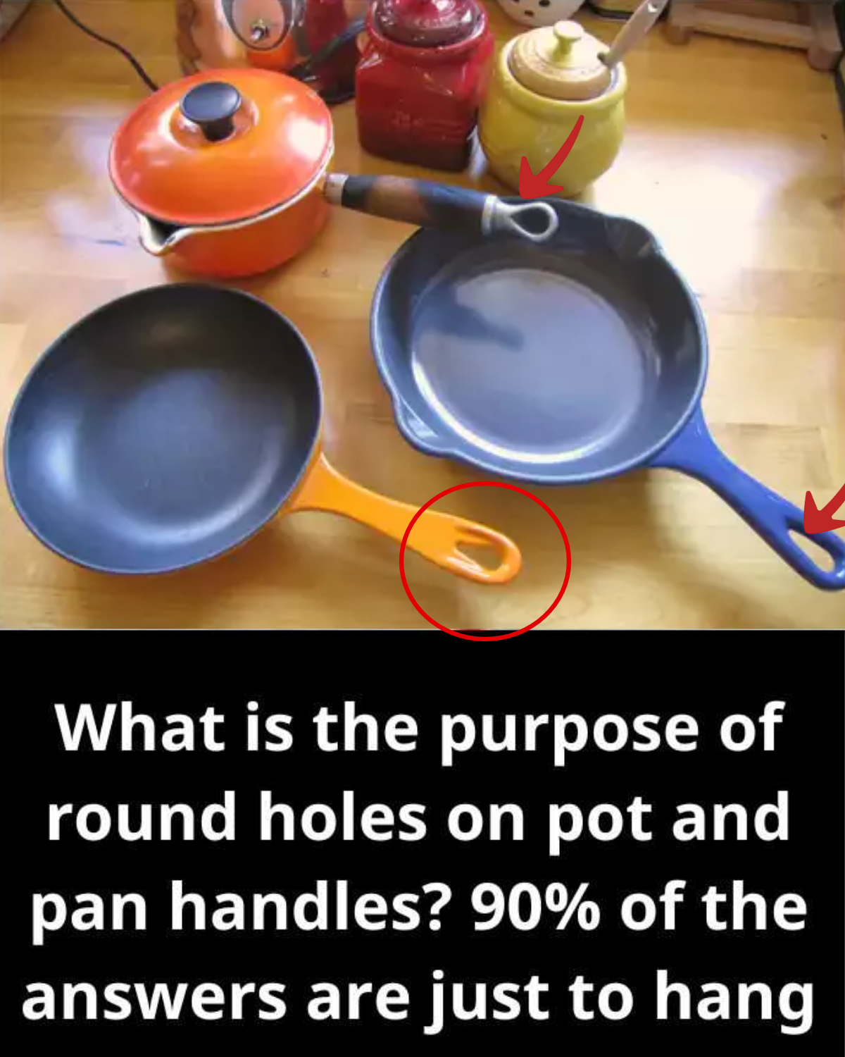What is the purpose of round holes on pot and pan handles? 90% of the ...