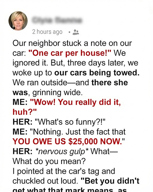 Our Meddling Neighbor Had Our Cars Towed from Our Own Driveway—She Paid ...