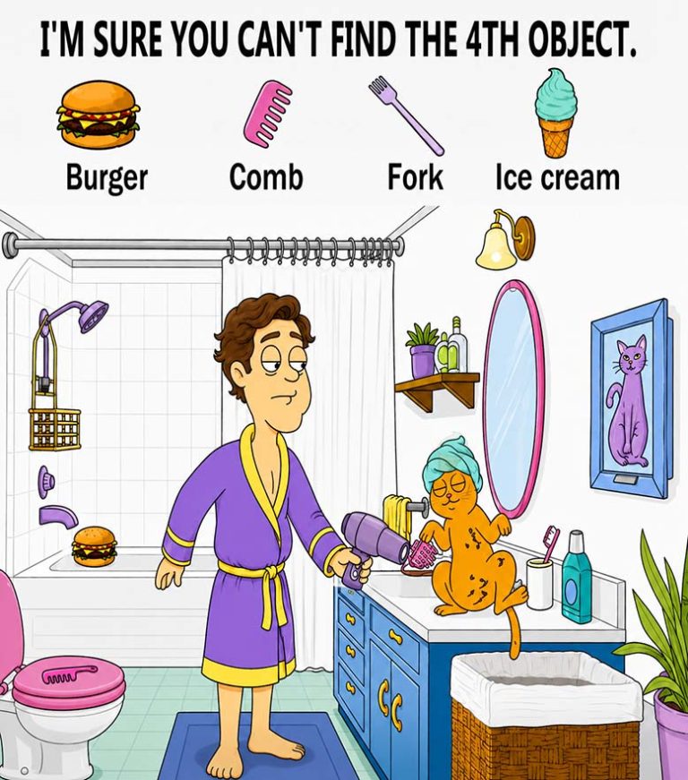 Find Burger, Comb, Fork, and Ice Cream. - Wake Up Your Mind