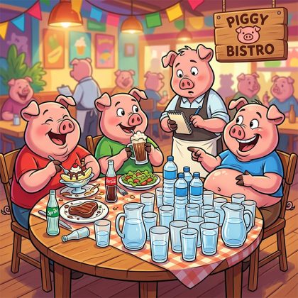 Three Little Pigs went out for dinner one evening. - Wake Up Your Mind